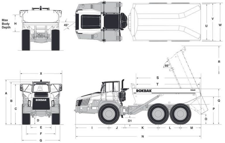 Rokbak RA40 Articulated Hauler Specs, Weight & Dimensions at Equipment Wiki