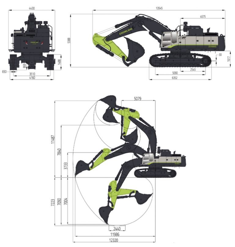 Zoomlion ZE900G Mining Excavator Specs, Weight & Dimensions at ...